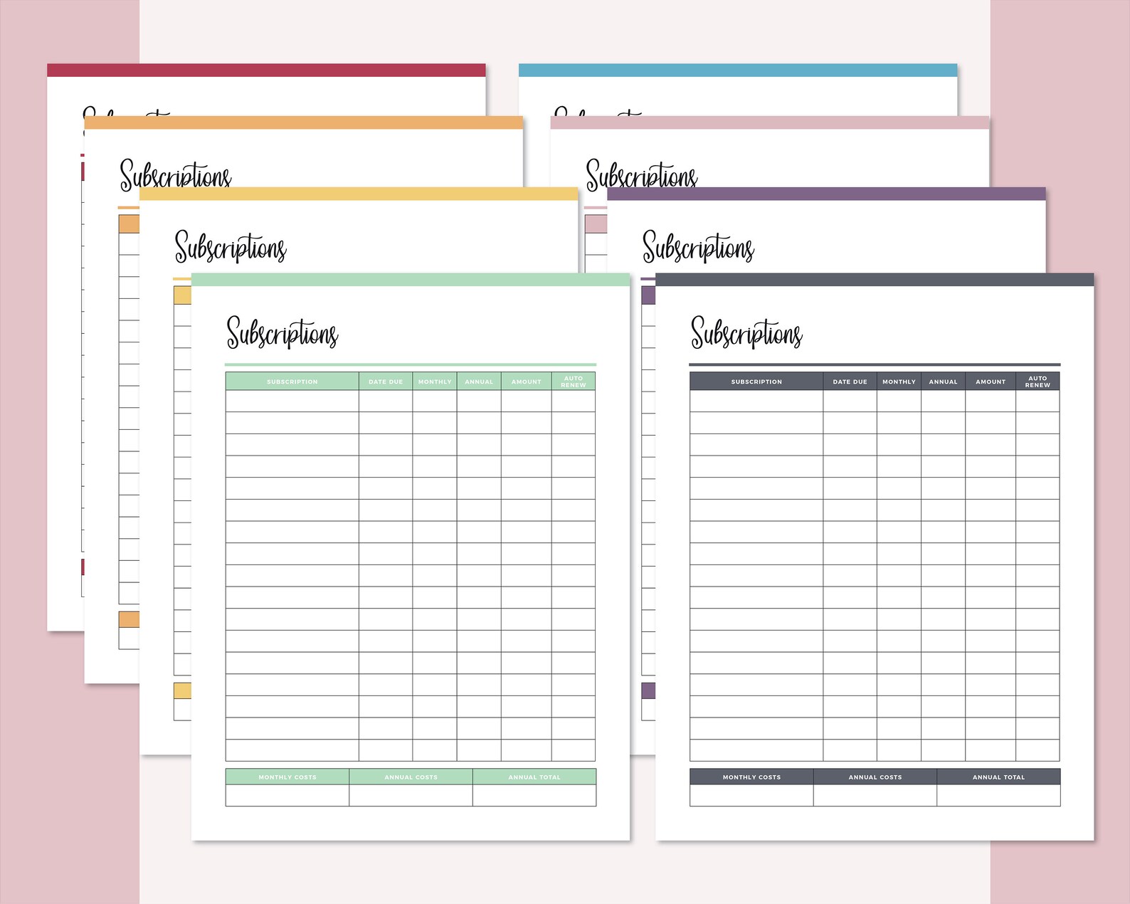 Printable Subscription Tracker Membership Tracking Monthly - Etsy UK