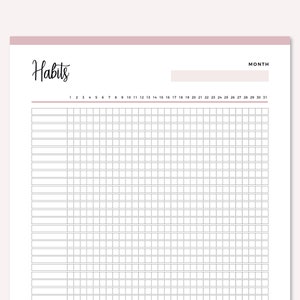 Printable Monthly Habit Tracker, Print at Home Habbit Tracking Planner ...