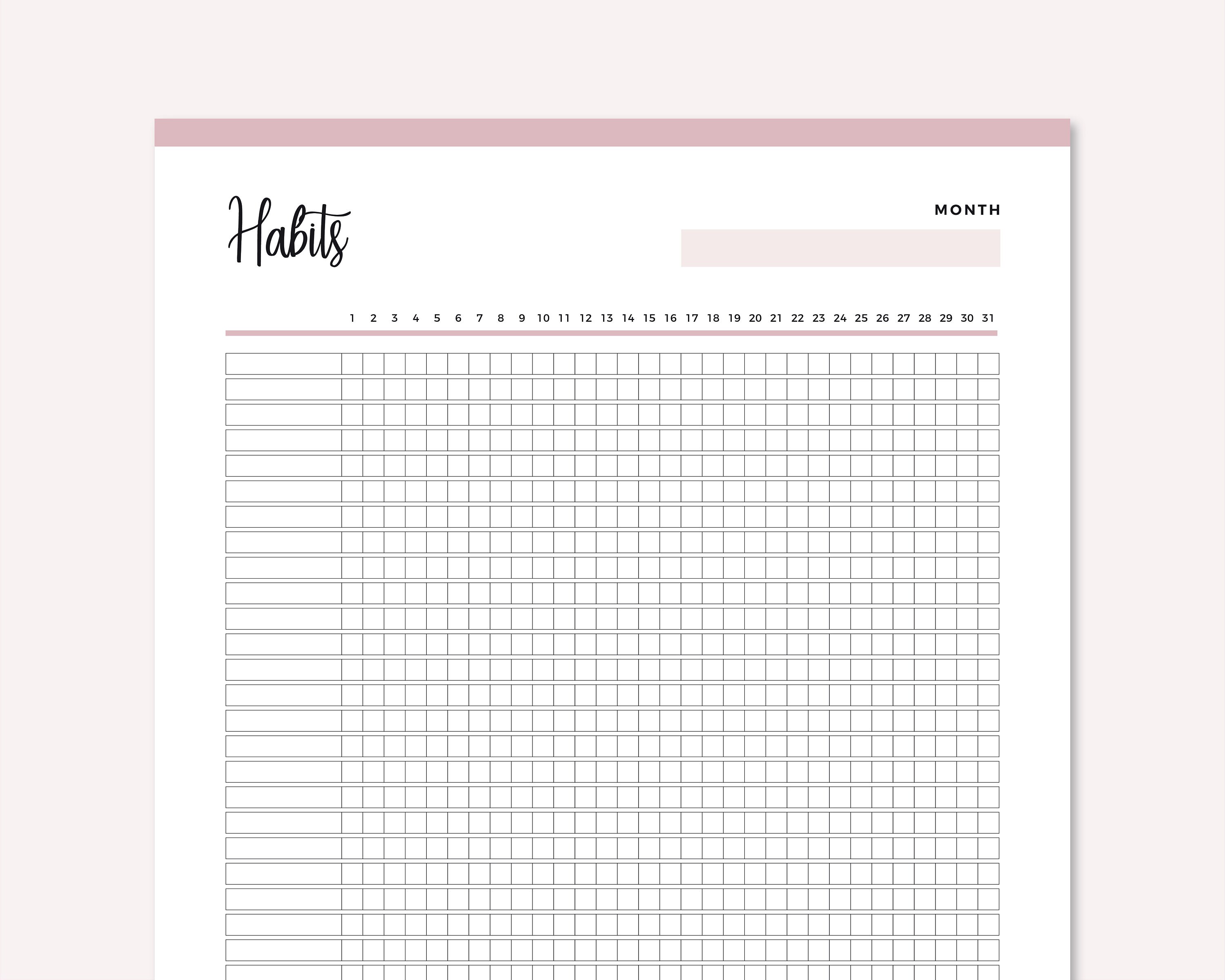 Printable Monthly habit tracker Print at home habbit tracking | Etsy