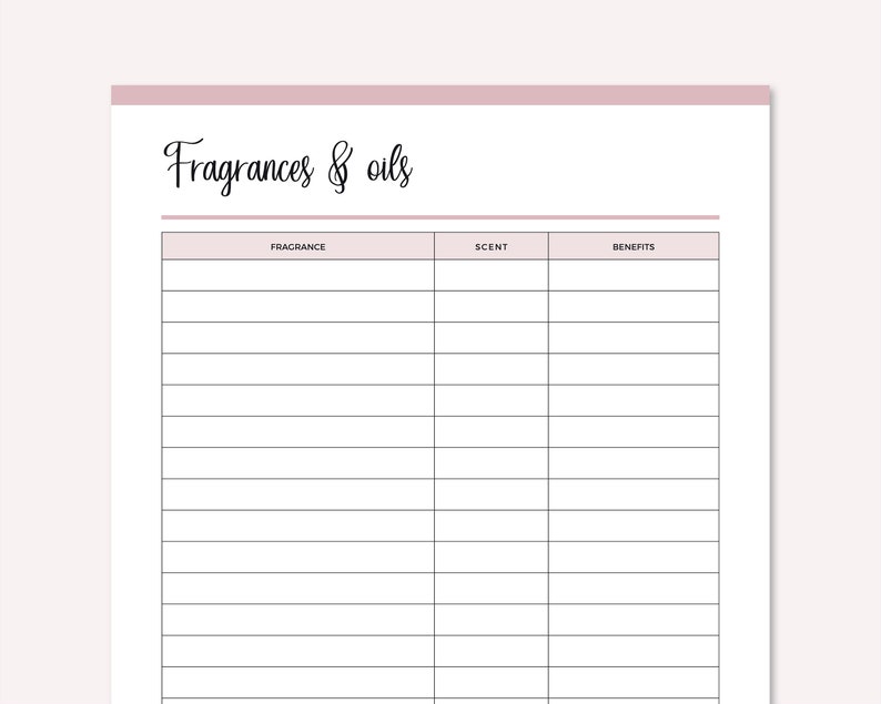 Printable Fragrance and Oil Tracking Sheet DIY Candle Maker - Etsy