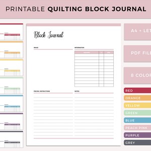 Printable Quilt Block Journal - Etsy