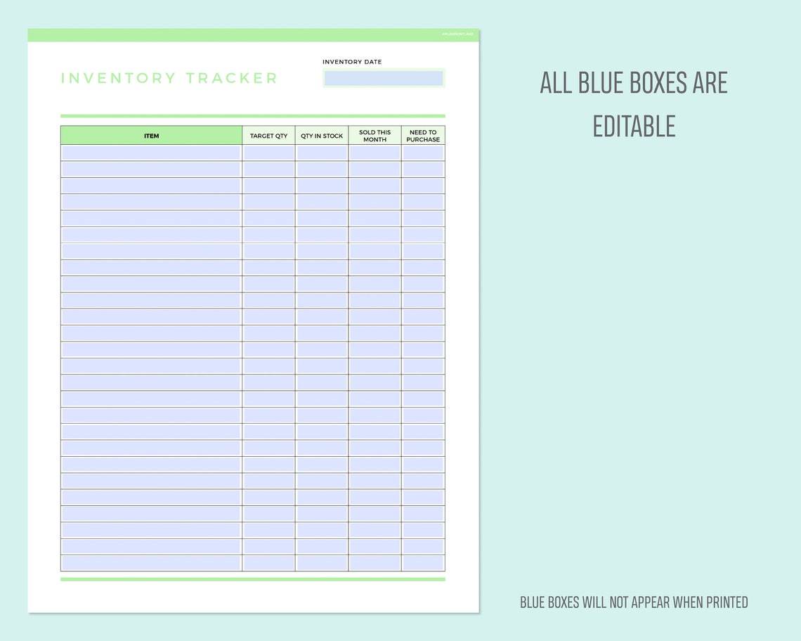 Editable Inventory Tracker Printable, Fillable Inventory Template ...
