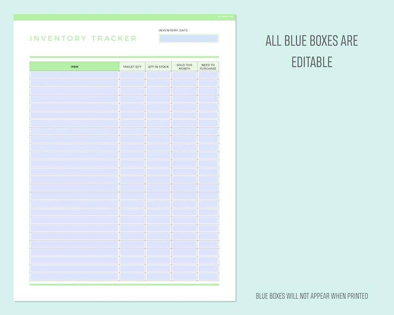 Editable Inventory Tracker Printable, Fillable Inventory Template ...