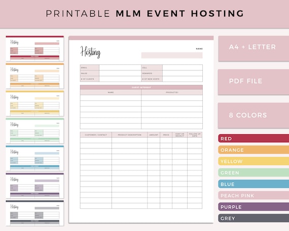 MLM Event Sales Sheet Printable Event Hosting Record Direct | Etsy