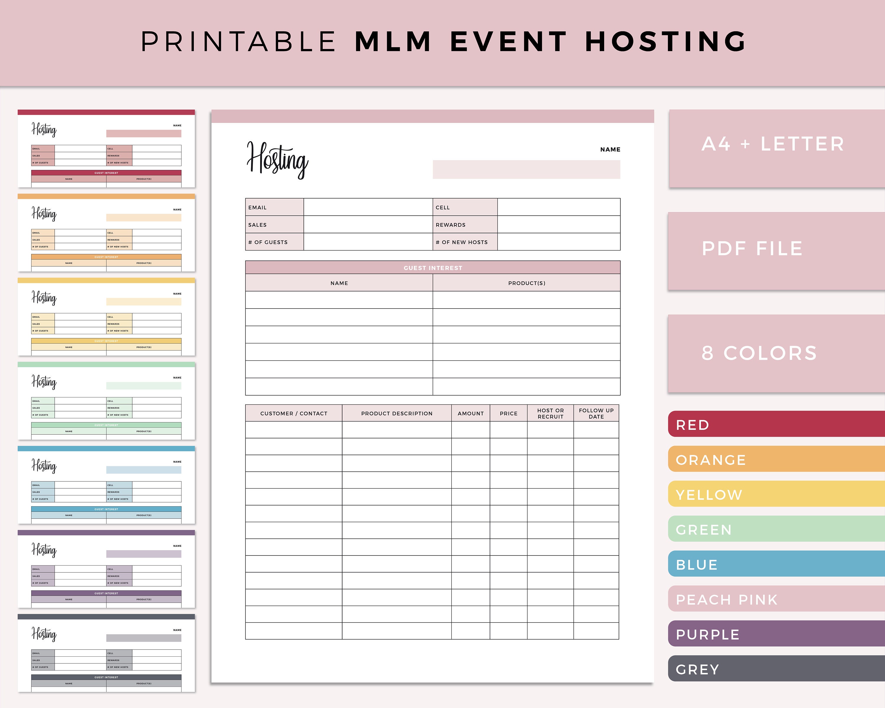 MLM Event Sales Sheet Printable Event Hosting Record Direct - Etsy