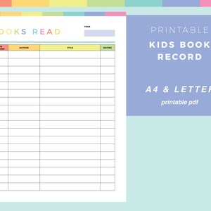 Printable Book Reading Record for Kids, Books Read by Children, List of ...