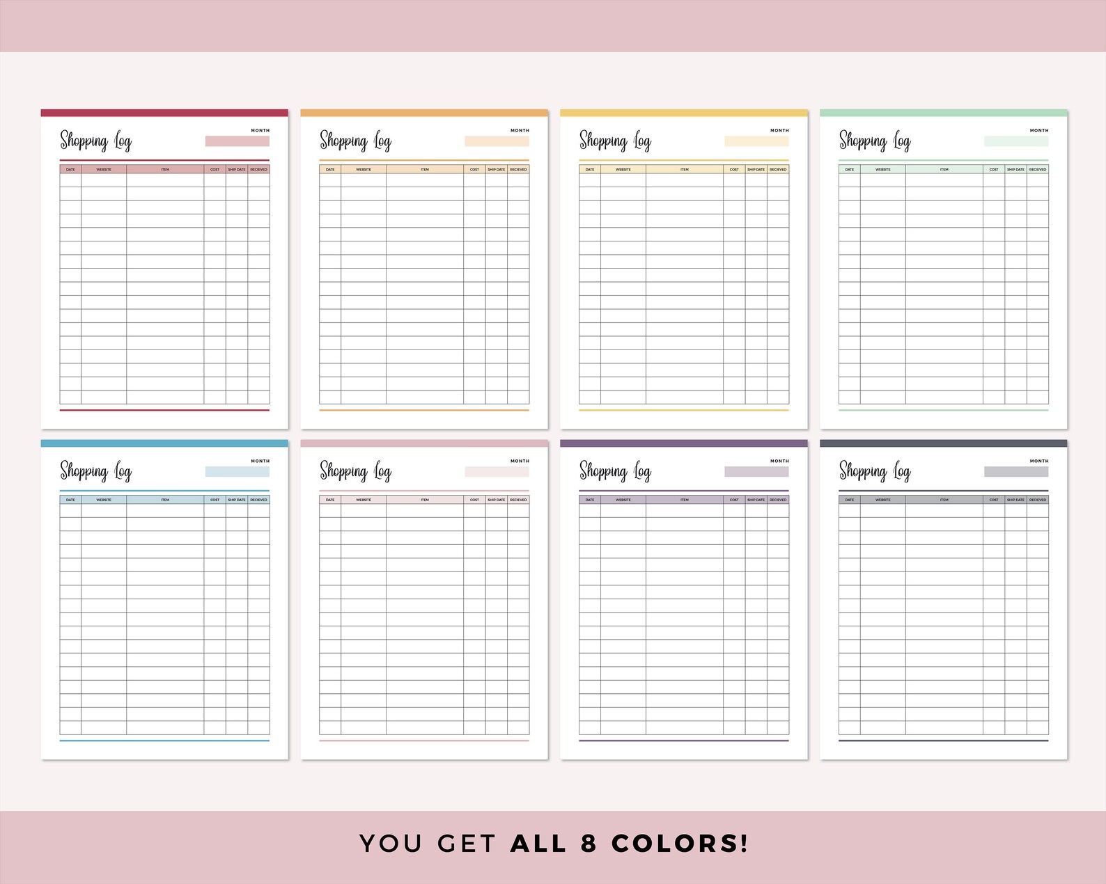 Printable Shopping Log, Online Purchase Tracker, Shopping Tracker ...