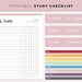 Printable Study Checklist, Print at Home Daily Study Chart, Studying ...