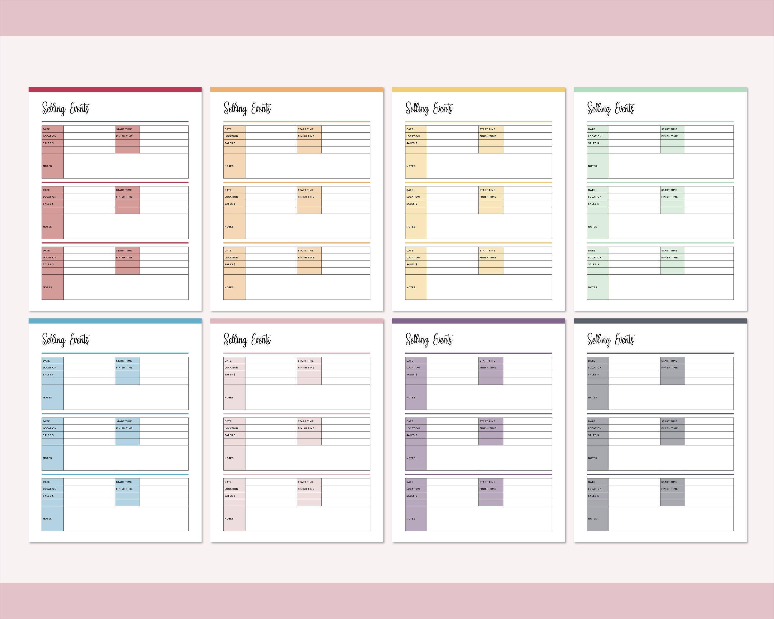 Printable Sales Events Template Selling Log Market Stall | Etsy India