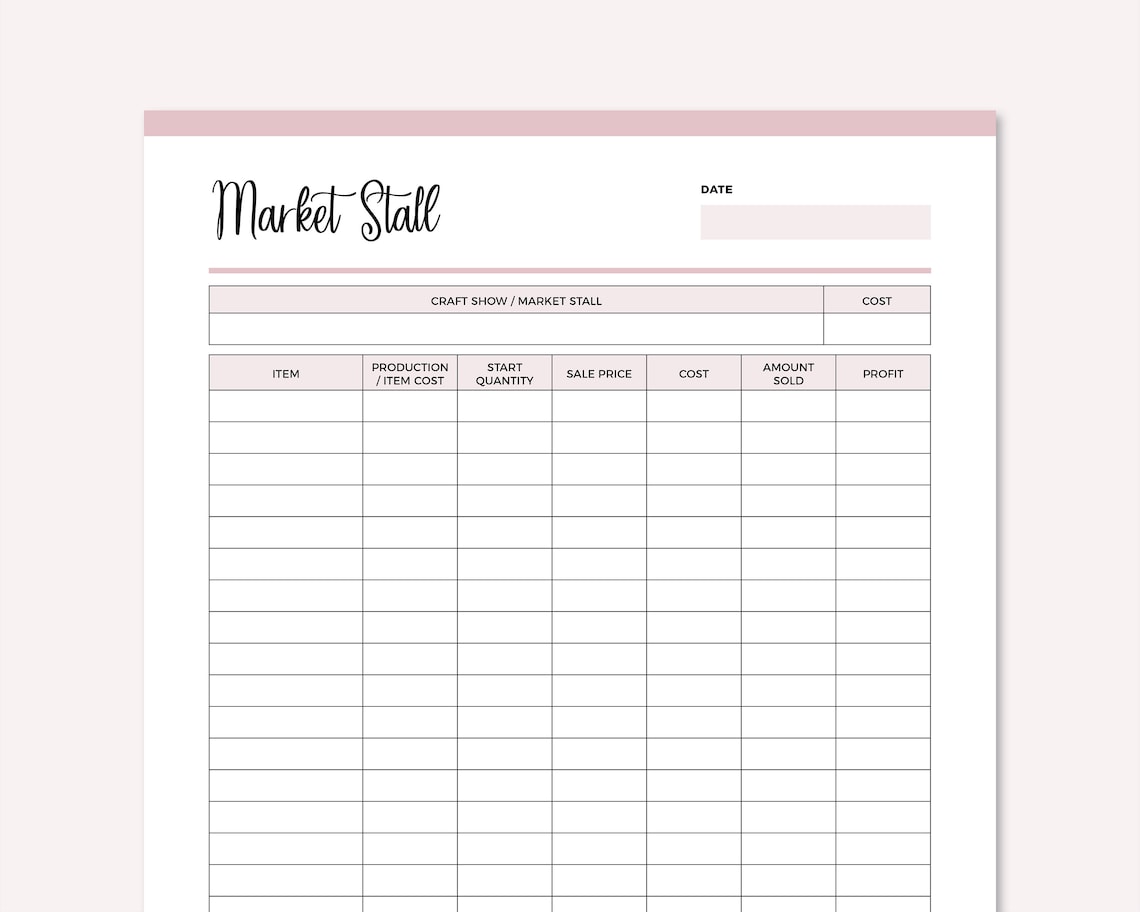 Craft Show Tracker Printable Craft Fair Planner Market Stall - Etsy