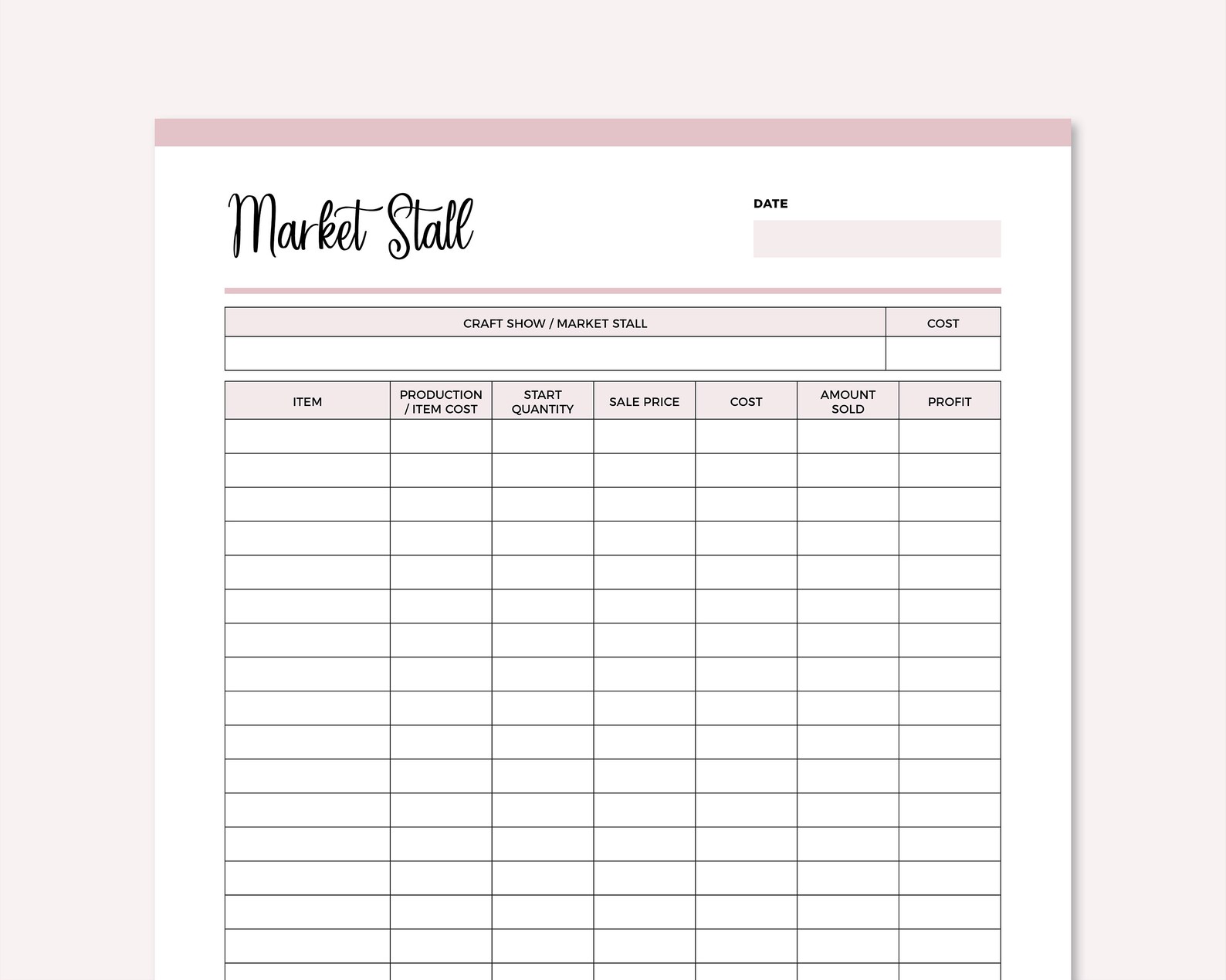 Craft Show Tracker Printable Craft Fair Planner Market Stall - Etsy
