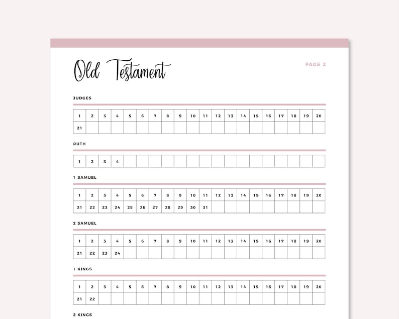 Bible Chapter Checklist Printable, Bible Journaling, Bible Tracker ...