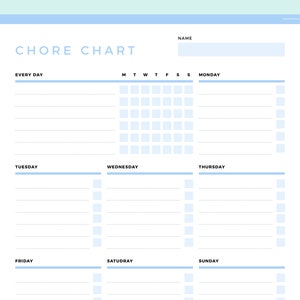 Editable Chore Chart Printable, Chore Chart for Kids, Family Chore ...