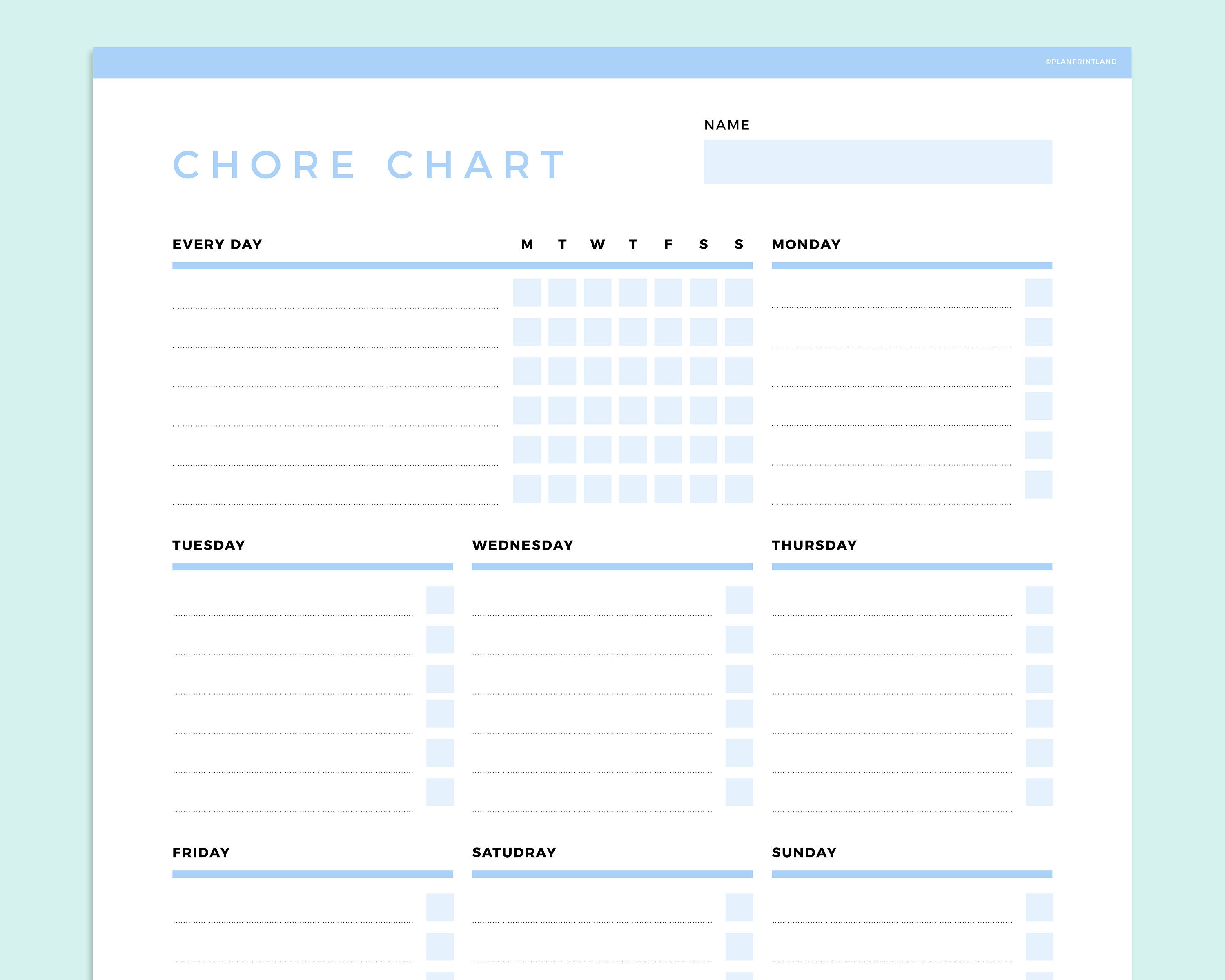 Editable Chore Chart Printable, Chore Chart for Kids, Family Chore ...