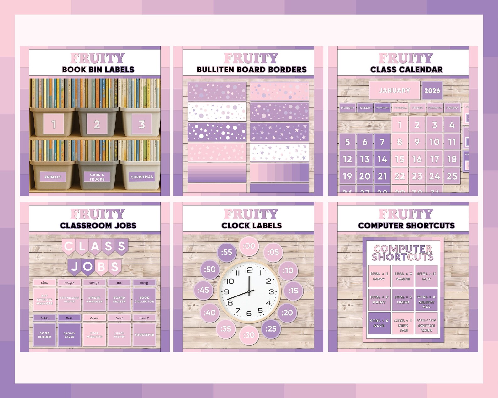 Pink and Purple Classroom Decor Bundle - Teacher Class Decorations - Etsy