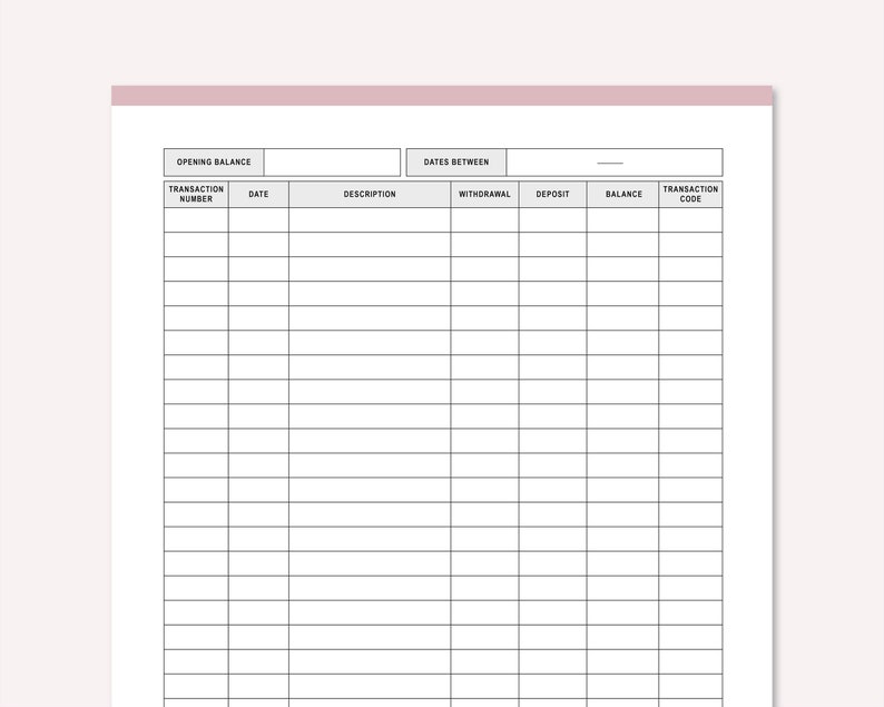 Printable Checkbook Register Check Book Balance Log Account - Etsy ...