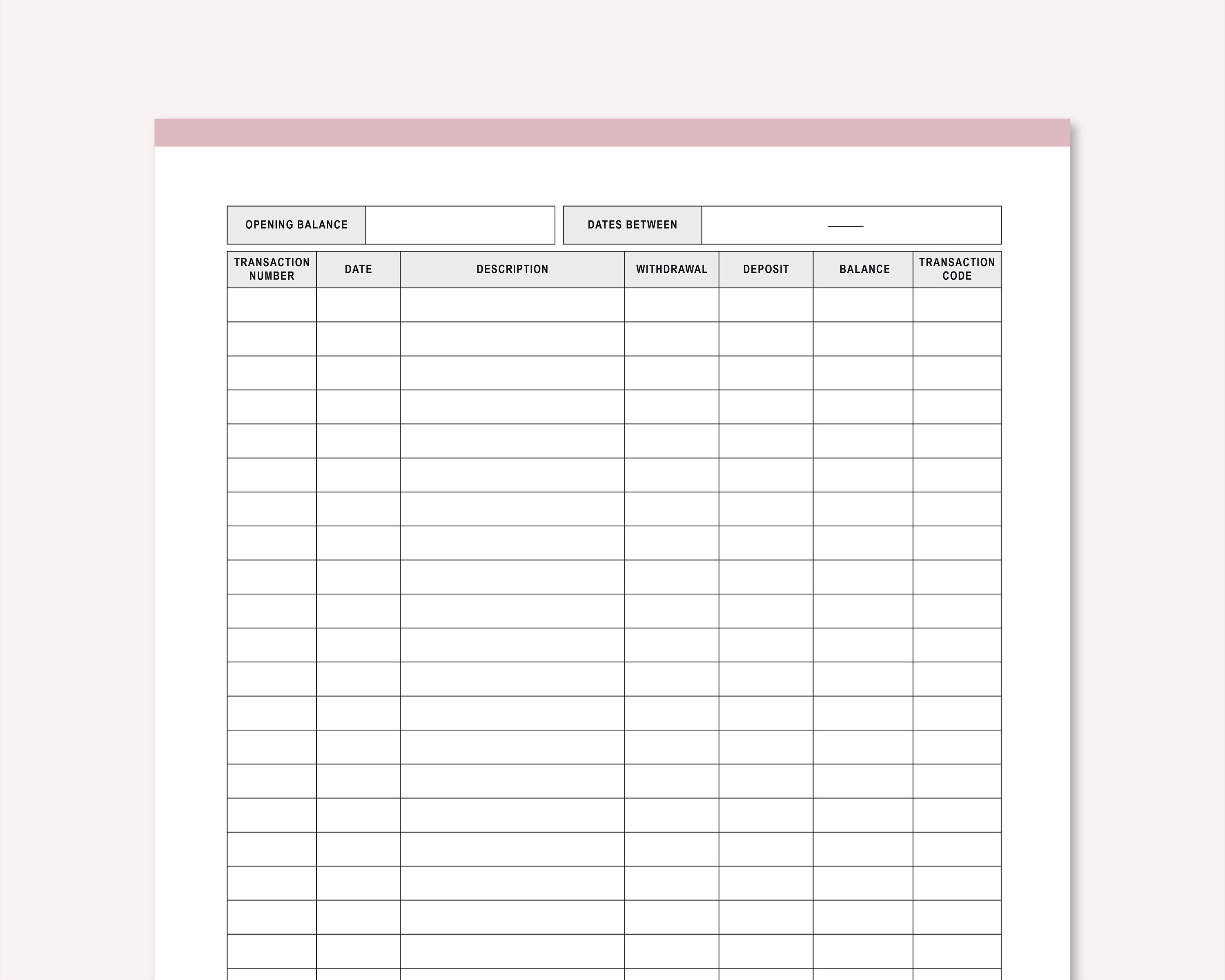 Printable Checkbook Register Check Book Balance Log Account - Etsy ...
