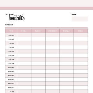 Student Timetable Printable, Homeschool Student Timetable. 6.00am - 5 ...