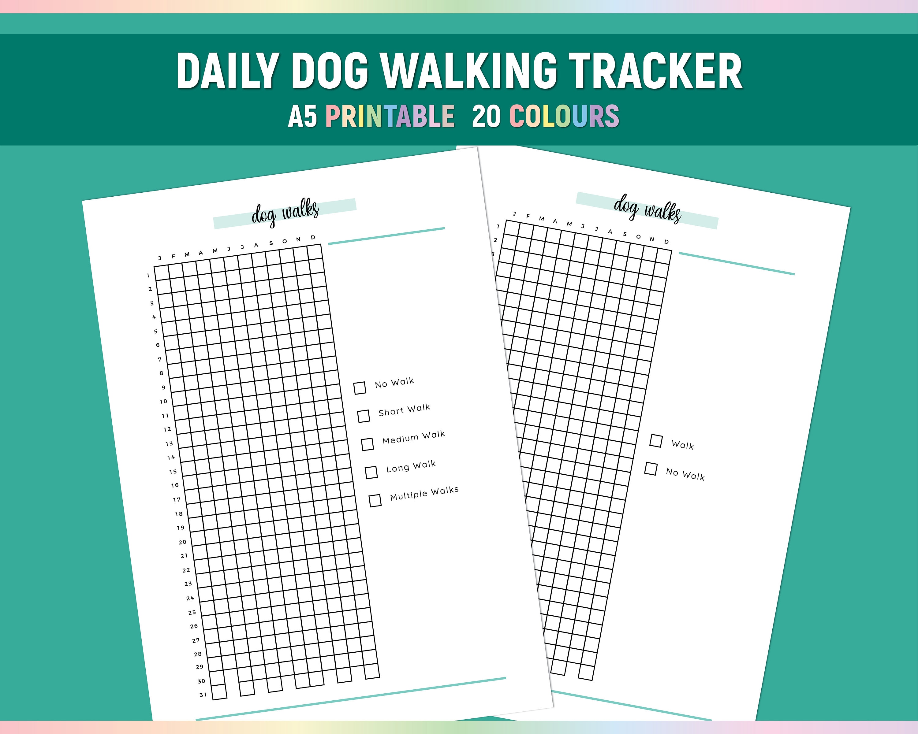 A5 Dog Walking Tracker, Printable Puppy Walker Journal, Simple Walking ...