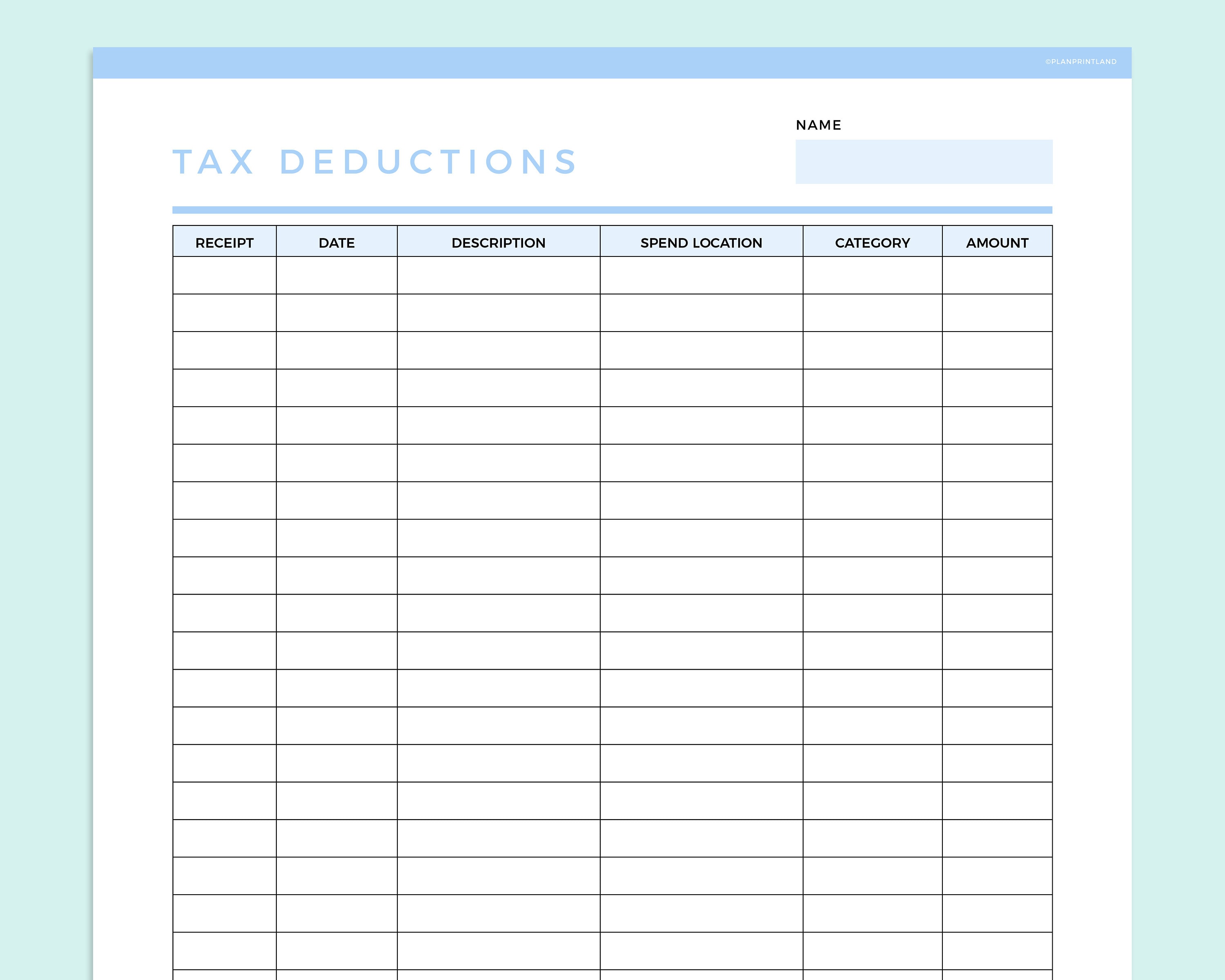 Editable Tax Deduction Tracker Printable - Etsy UK