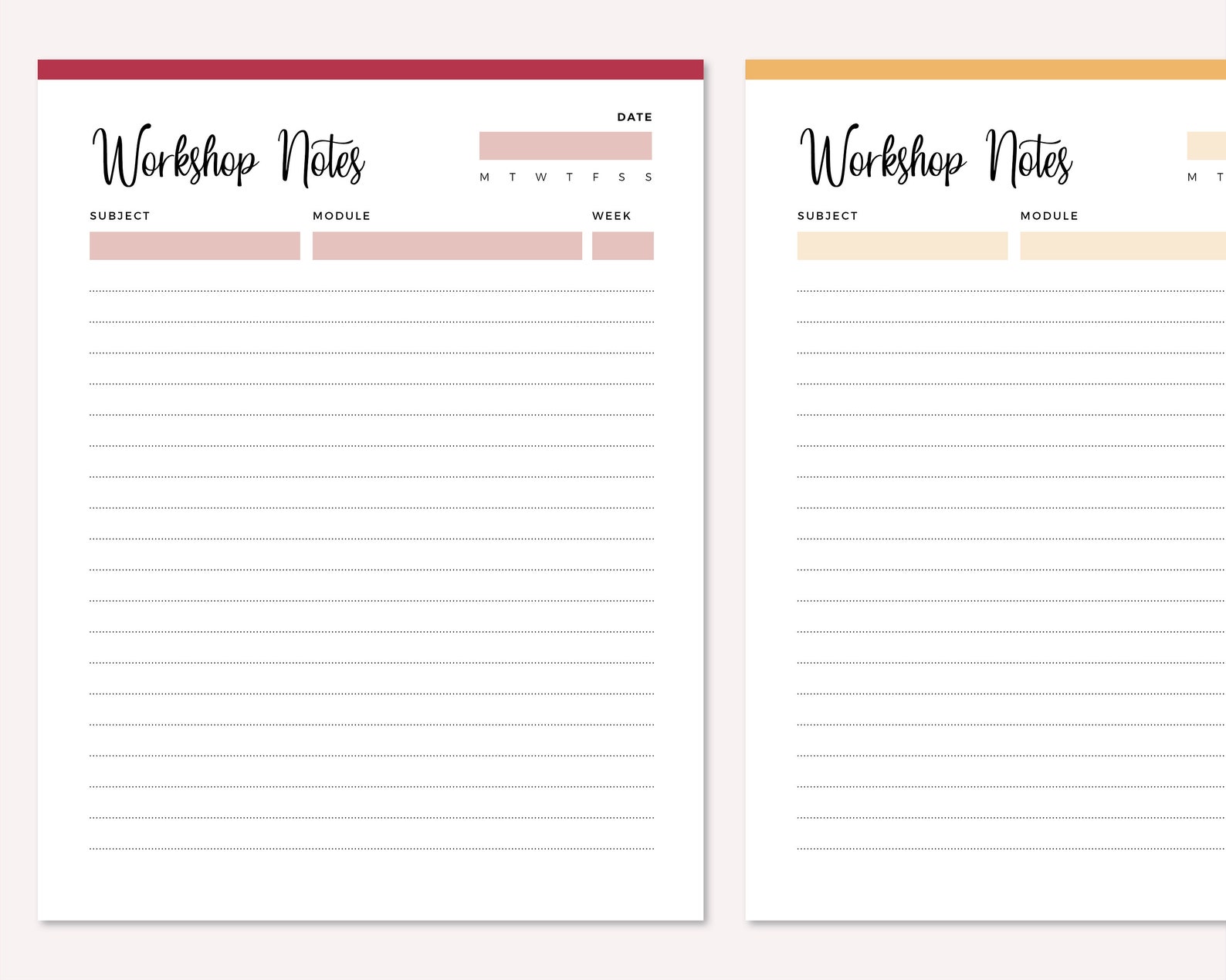 Printable University Workshop Notes Print at Home College - Etsy