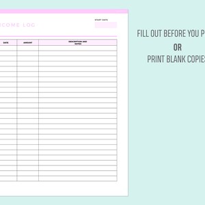 Editable Income Tracker Printable, Fillable Income Log, Side Hustle ...
