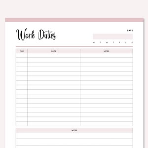 Work Duties Tracker, Time Tracker for Employees, Work Time Sheet, Work ...