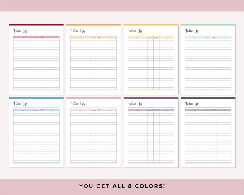 Printable Follow up Sheet, Business Follow Ups, Small Business Customer ...