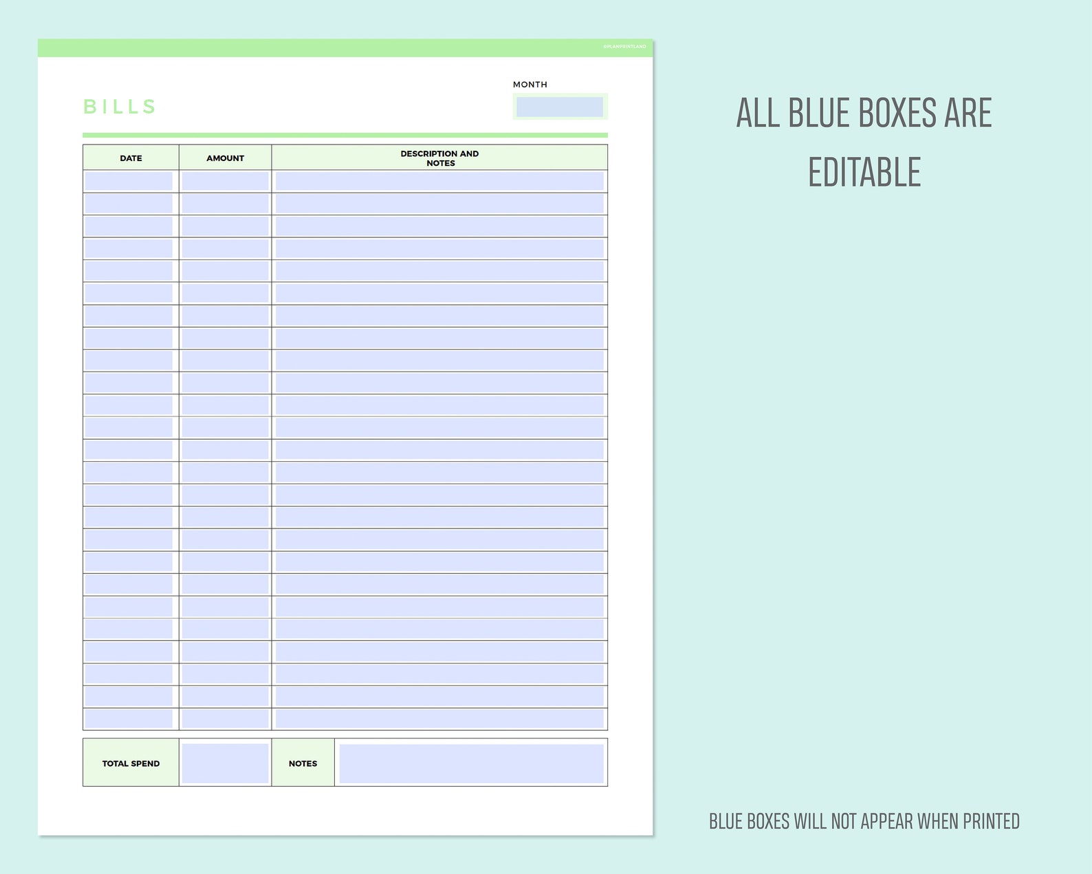 Editable Bill Tracker Printable, Bills Tracker, Monthly Bill Tracker ...