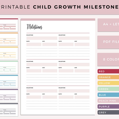 Printable Child Growth Milestones Baby Growth Cards Toddler - Etsy