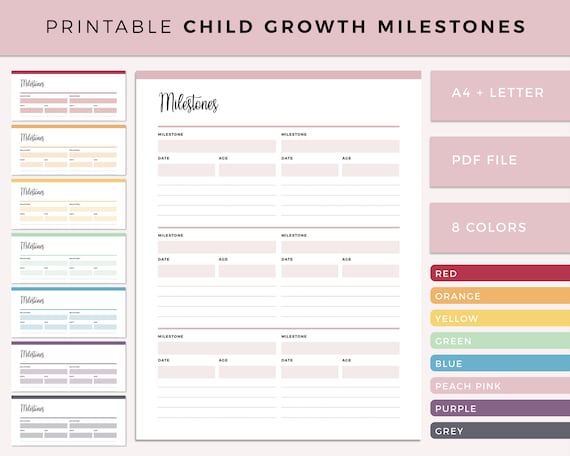 Printable Child Growth Milestones Baby Growth Cards Toddler | Etsy