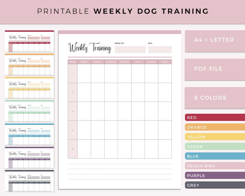 Printable Dog Training Schedule, Puppy Training Planner, Rescue Dog ...
