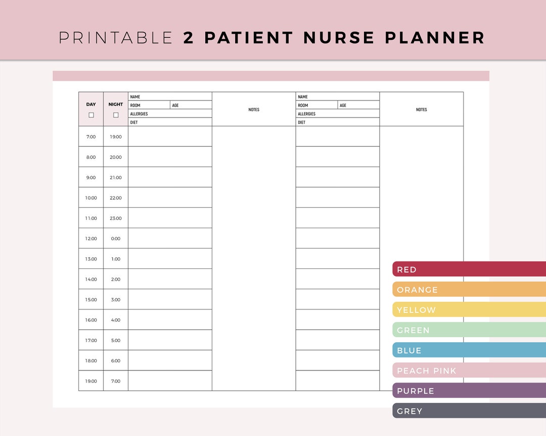 Printable 2 Patient Nurse Brain Sheet PDF, Nursing Patient Care Chart ...