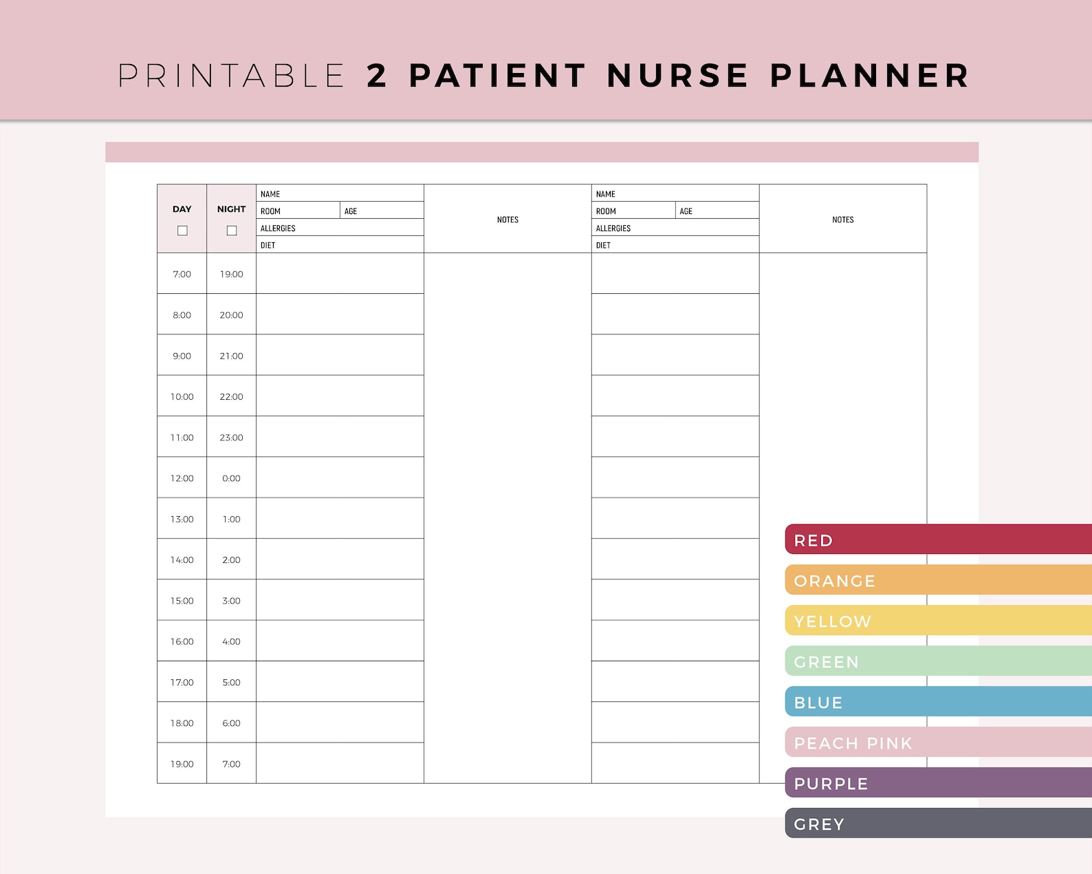 Printable 2 Patient Nurse Brain Sheet PDF, Nursing Patient Care Chart ...