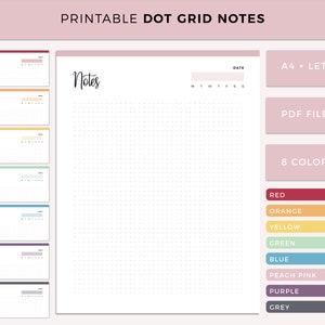 Printable Dot Grid Notes Pages, Print at Home Journal Pages, Instant ...