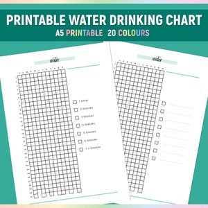 A5 Water Drinking Tracker, Printable Hydration Journal, Simple Drink ...