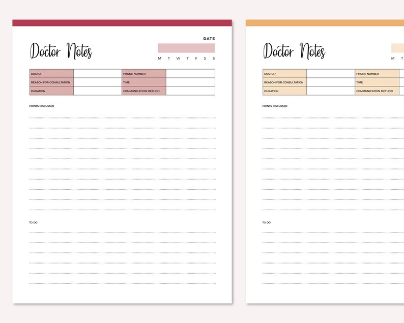 Printable Doctor Notes Health Consultation Record Keeping | Etsy