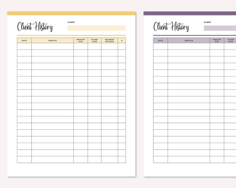 Printable Client Book, Client Payment Log, Business Payment Tracker ...