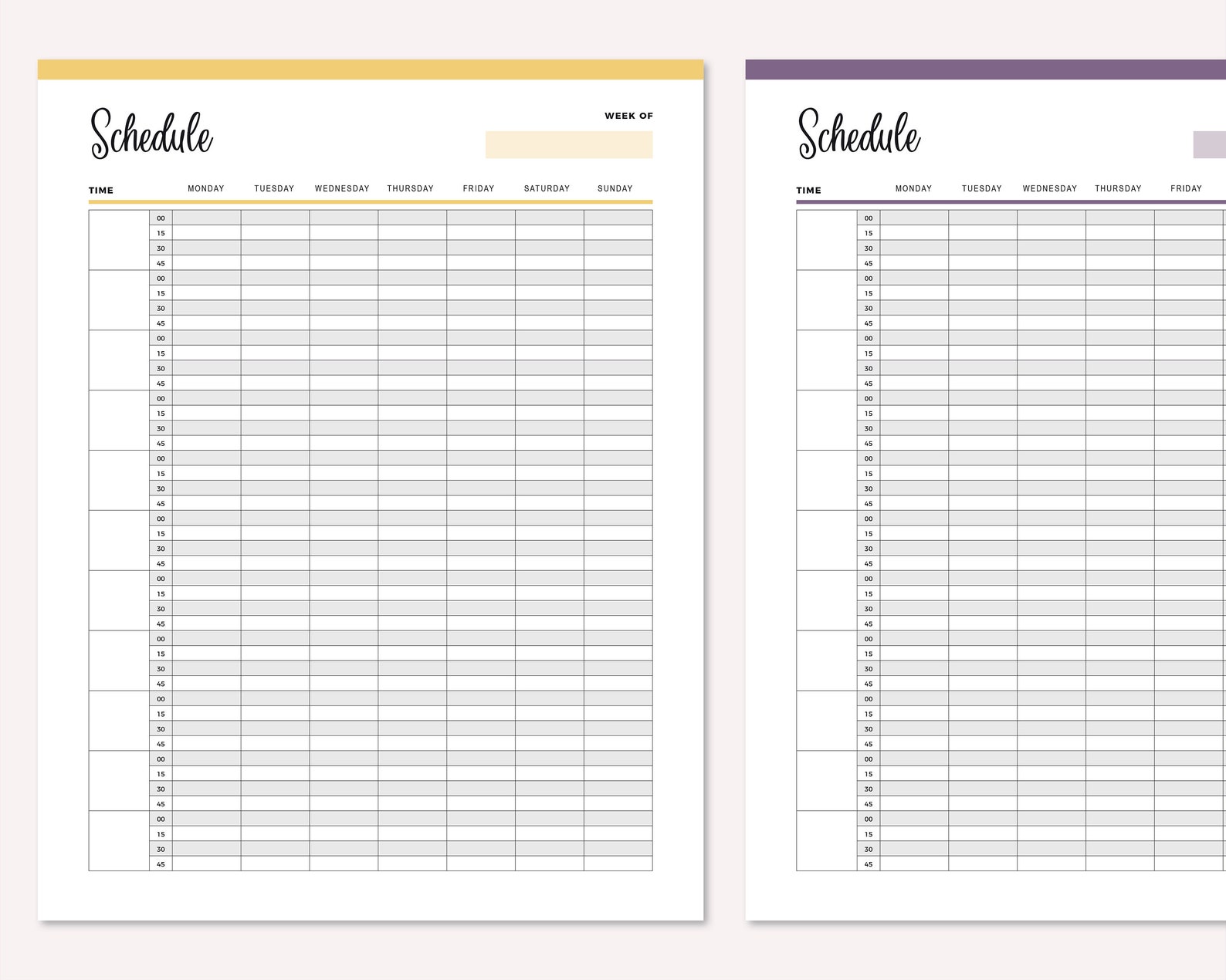 Blank Hour Printable Appointment Book, 15 Minute Increments, Weekly ...