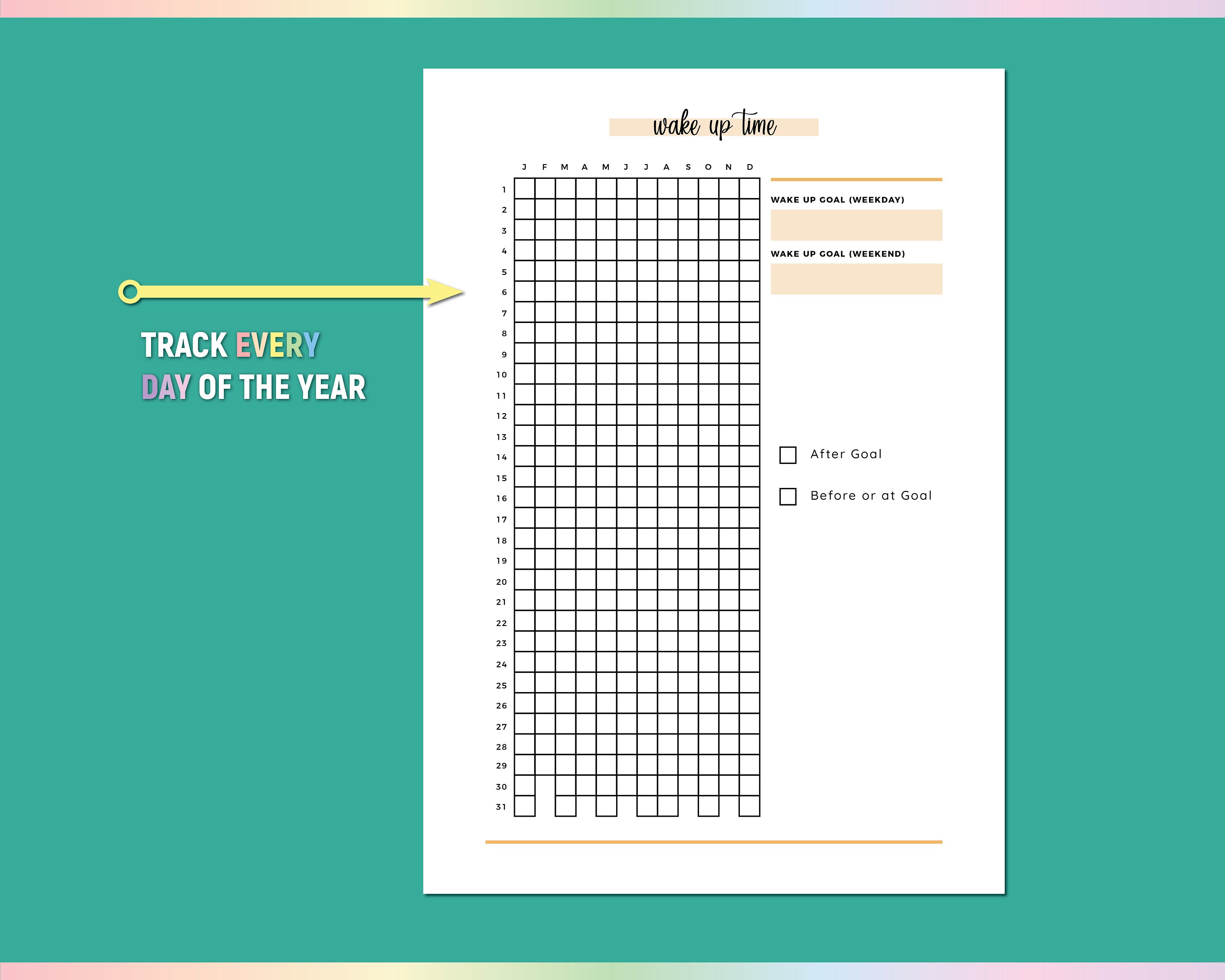 A5 Wakeup Time Tracker, Printable Sleeping Routine Journal, Simple ...