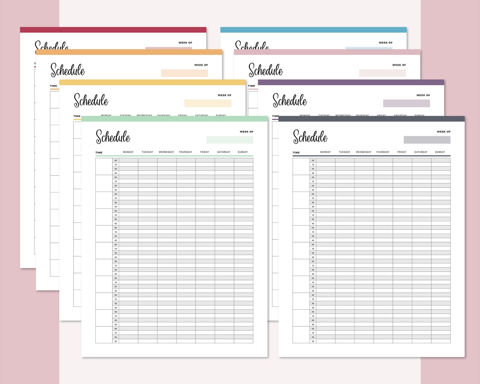 Blank Hour Printable Appointment Book, 15 Minute Increments, Weekly ...