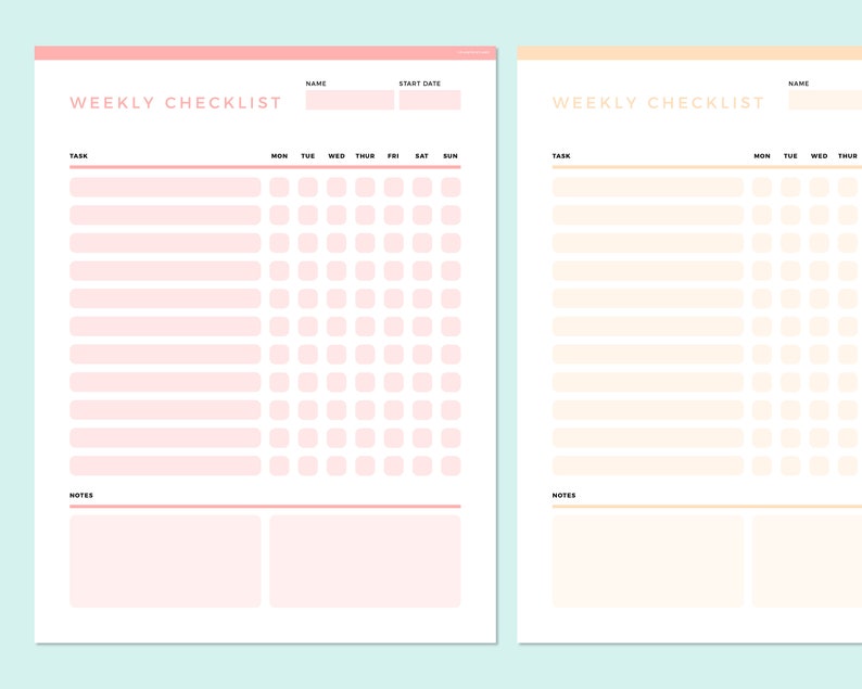 Editable Weekly Checklist Weekly Planner Weekly to Do List - Etsy