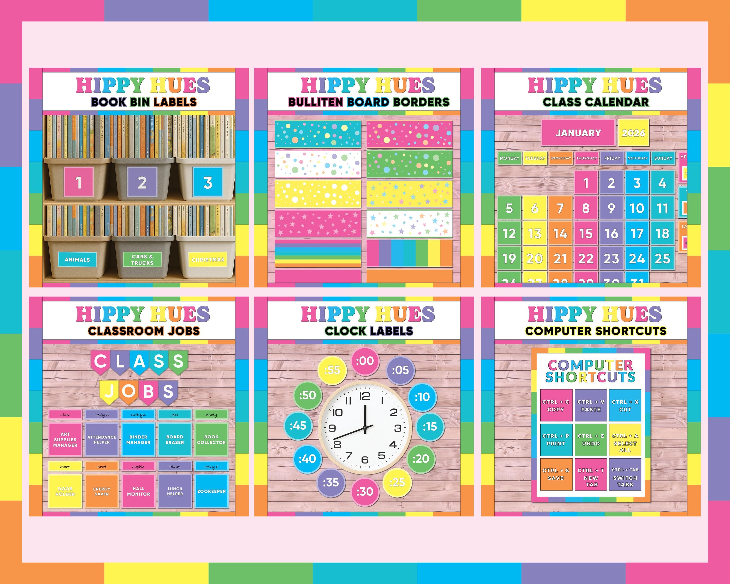 Bright Rainbow Classroom Decor Bundle | Colorful Bulletin Board Pack ...