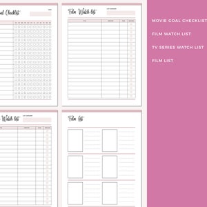 Movie Journal Printable, Movie Tracker, Film Journal, TV Series Tracker ...