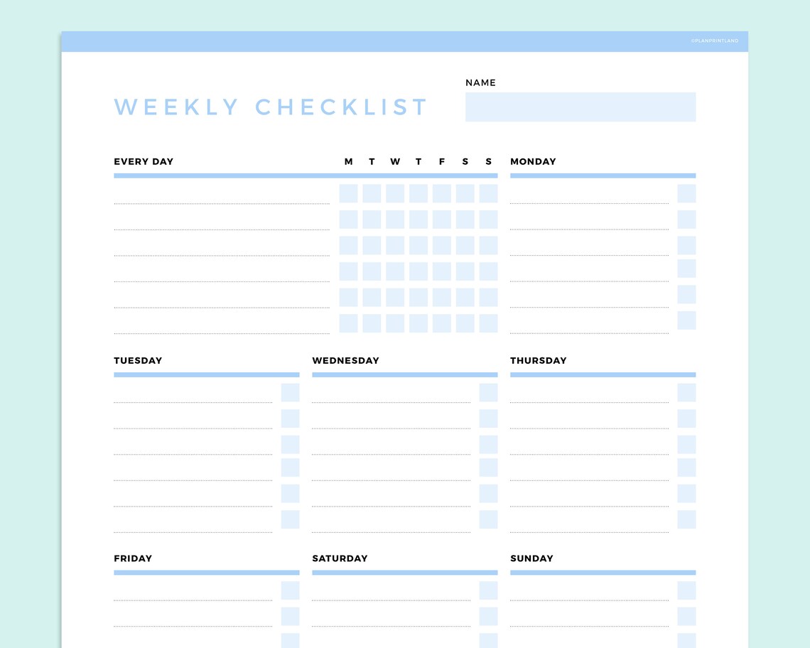 Editable Weekly Checklist Printable Fillable to Do List - Etsy