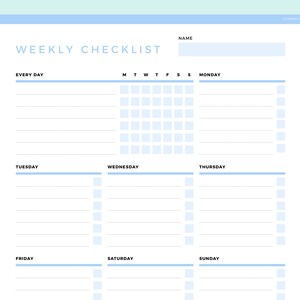 Editable Weekly Checklist Printable, Fillable to Do List , Weekly ...