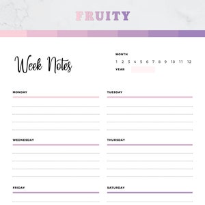 Printable Weekly Notes PDF, Week Notes Planner Insert, Notes Checklist ...