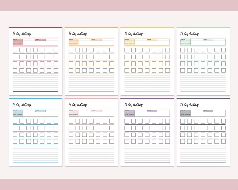 Printable 28 Day Challenge, 4 Week Challenge, Habit Tracker, Healthy ...