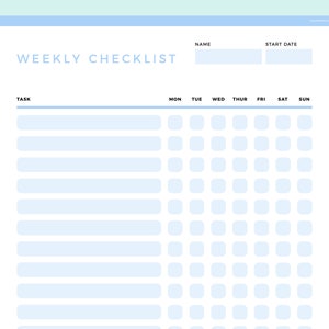 Editable Weekly Checklist, Weekly Planner, Weekly to Do List, Daily to ...