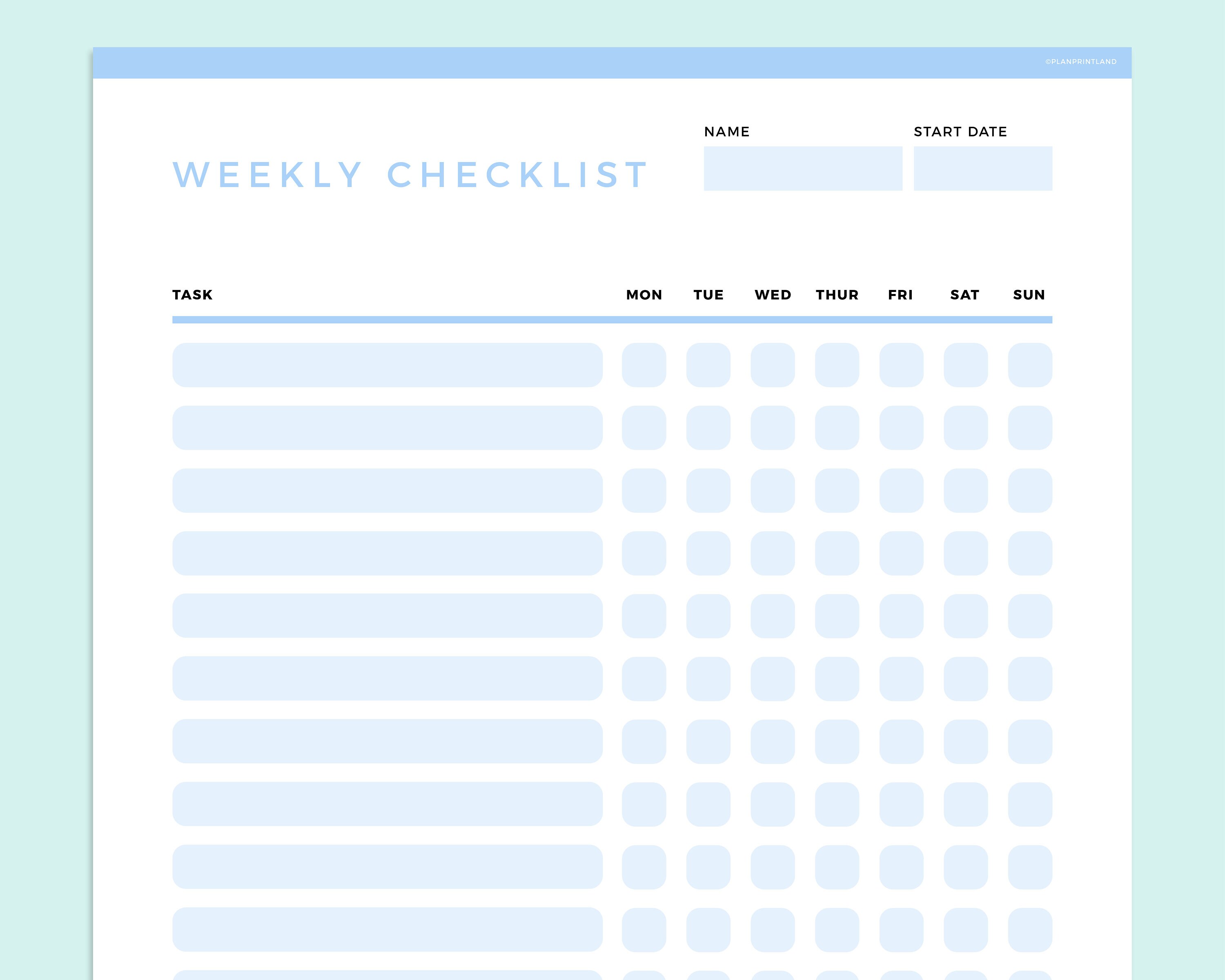 Editable Weekly Checklist Weekly Planner Weekly to Do List - Etsy UK
